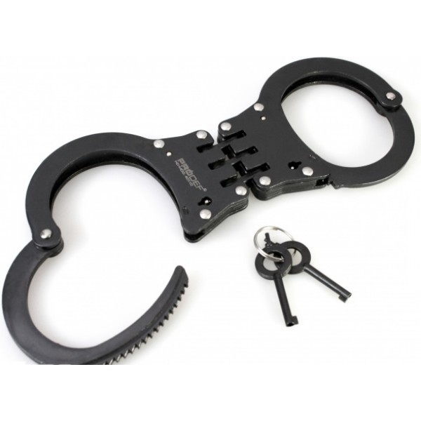 Handboeien zwart (gehard staal) brede scharnier